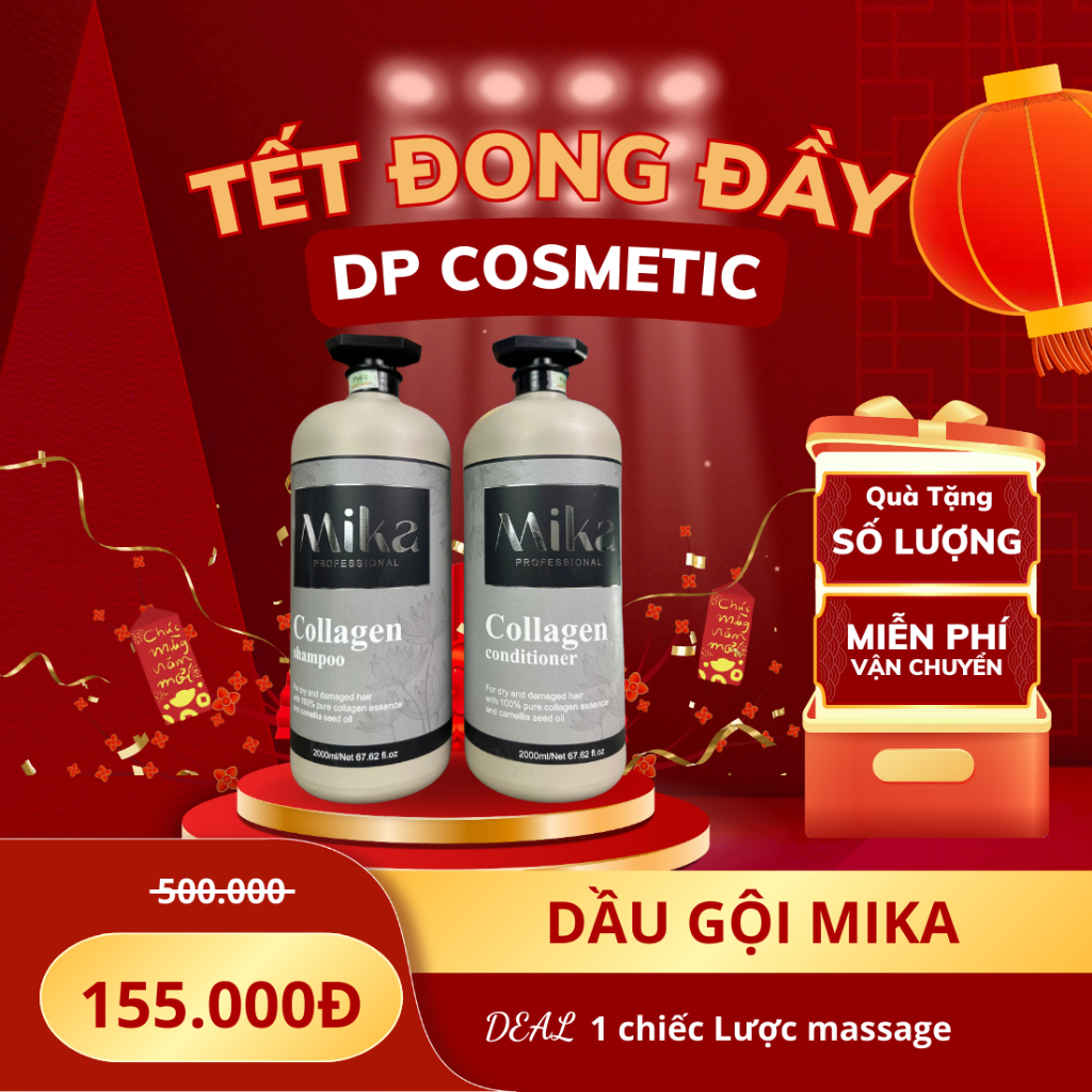 Cặp Dầu Gội Xả Collagen MIKA phục hồi hư tổn cho da đầu dầu, ngăn gàu ...