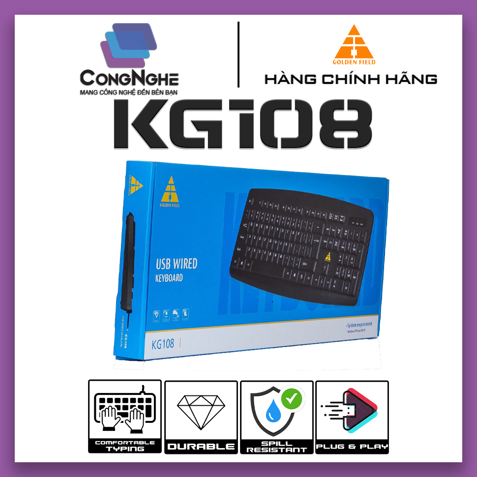 BÀN PHÍM MÁY TÍNH CÓ DÂY GOLDEN FIELD KG108 | Shopee Việt Nam