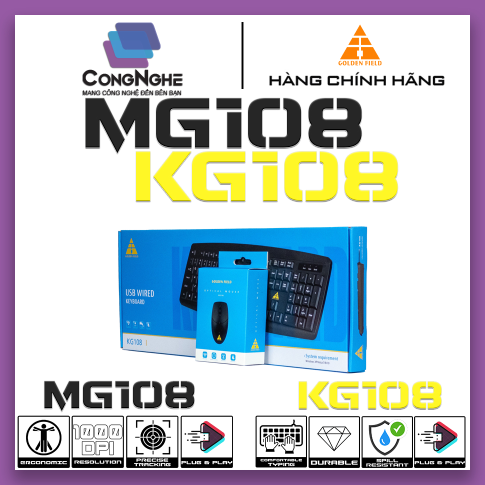 COMBO PHÍM + CHUỘT CÓ DÂY GOLDEN FIELD KG108-MG108 | Shopee Việt Nam