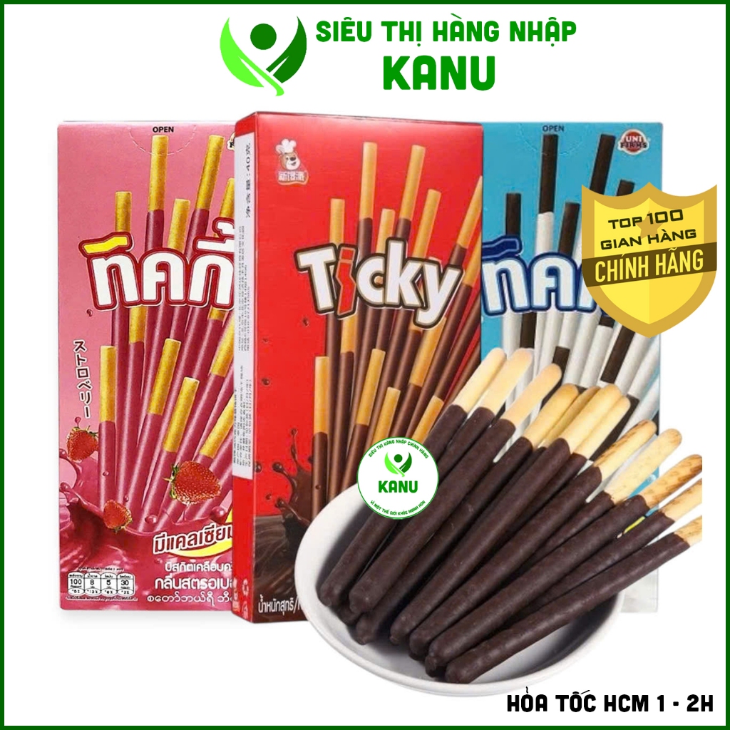 [Lốc 13 hộp] Bánh que phủ socola Ticky Thái Lan ăn vặt ngon | Shopee ...