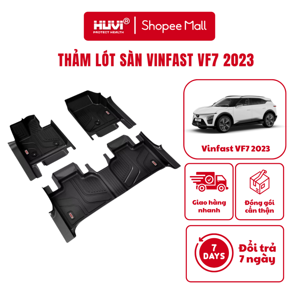 Thảm lót sàn xe Vinfast VF7 (2023-hiện tại) nhựa TPE đúc 3D tràn viền ...