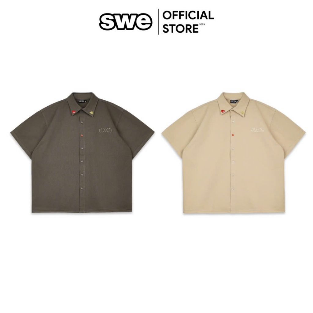 Áo Sơmi Boxy Unisex Nam Nữ Local Brand SWE PIN BUTTON SHIRT - Xám/Beige ...