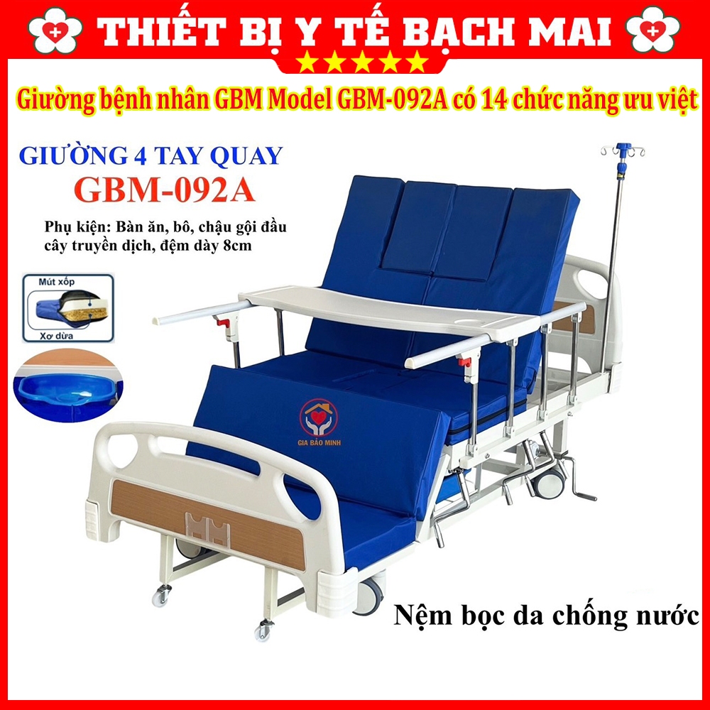 Giường Y Tế Nâng Hạ 4 Tay Quay GBM-092A - Giường Bệnh Nhân 4 Tay Quay GBM092A Đa Chức Năng ...