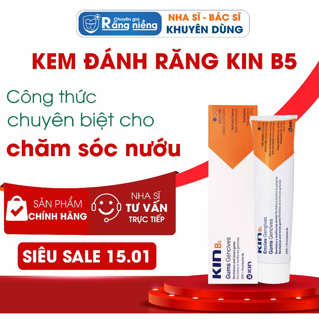 Kem Đánh Răng Kin B5 Phục Hồi Nướu Răng, Sạch Mảng Bám, Ngừa Viêm Nướu ...