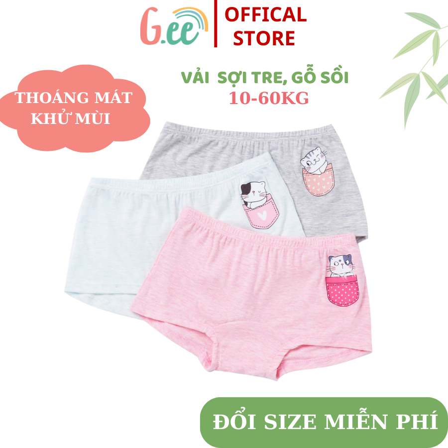 Set 3 chip đùi bé gái Gee cho bé từ 2 tuổi đến 15 tuổi, vải sợi tre, gỗ ...