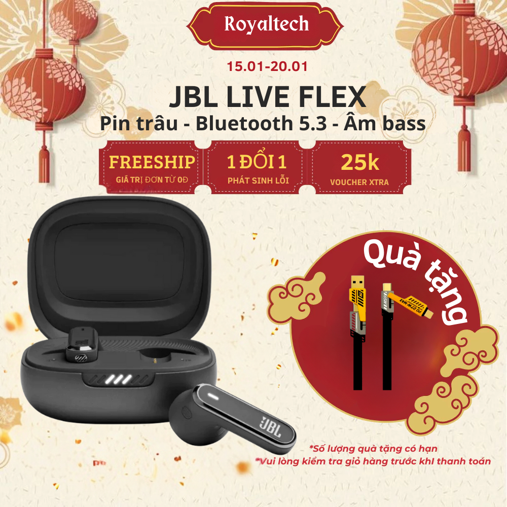 Tai nghe Nhét Tai Không Dây Bluetooth JBL Live Flex TWS Chống Nước IP54 Chống Ồn Pin Tối Đa 32H ...