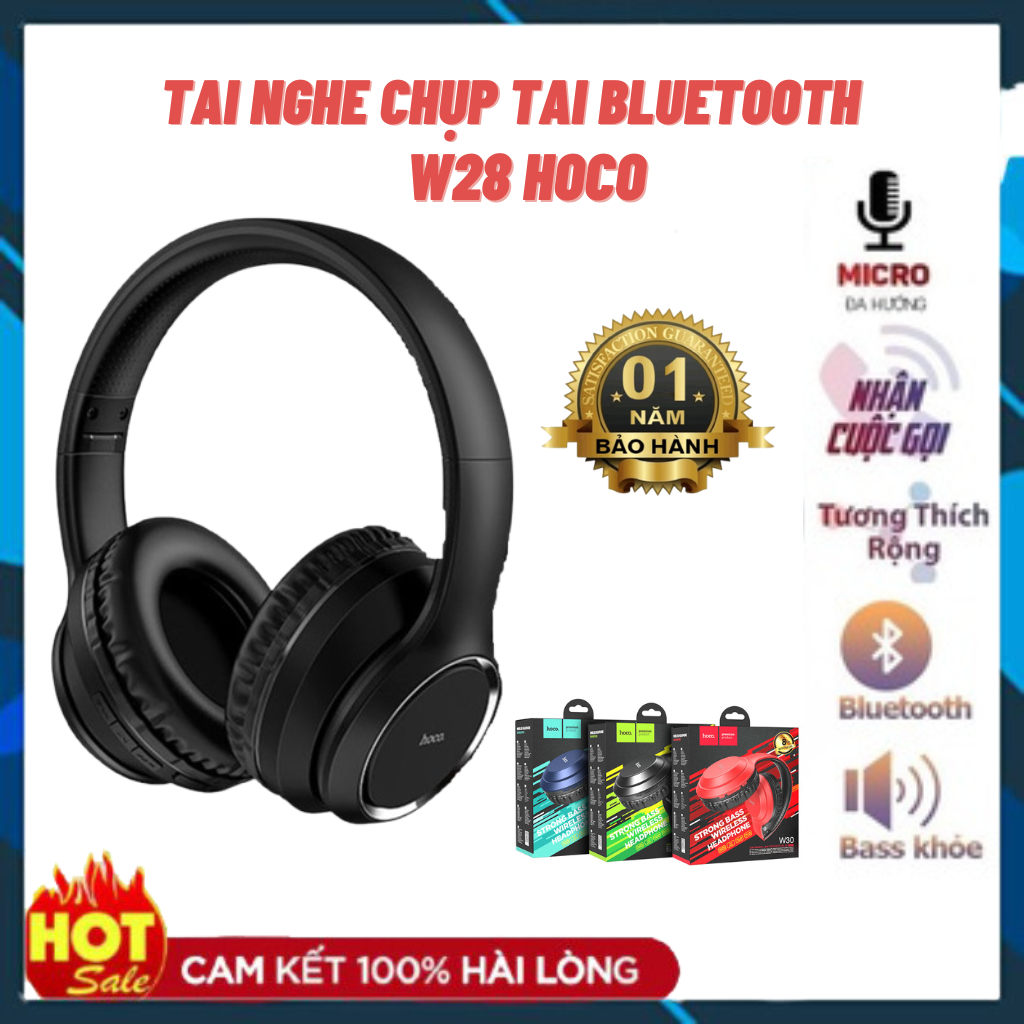 Tai nghe chụp tai bluetooth Hoco W28 chống ồn, Pin 250mAh hàng chính hãng bảo hành 12 tháng ...