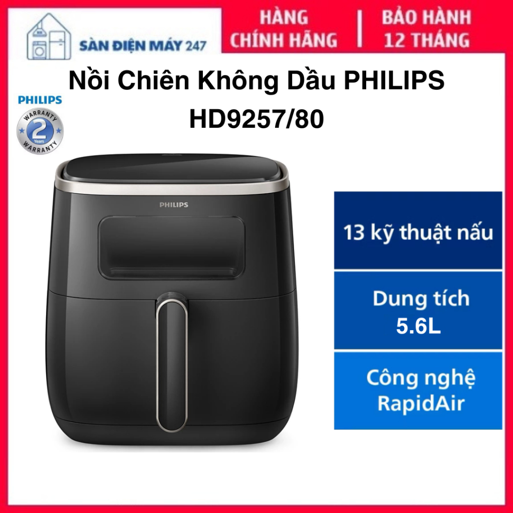Nồi Chiên Không Dầu Philips HD9257/80, Dung Tích 5.6l, Hàng Chính Hãng - Bảo Hành 24 Tháng ...