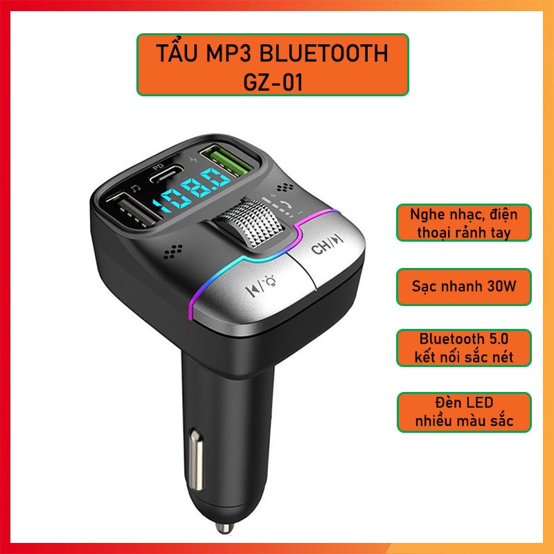 Tẩu Nghe Nhạc MP3 Bluetooth Sạc Nhanh GZ01 Trên Ô Tô, Hỗ Trợ Sạc Nhanh PD30W, QC3.0 | Shopee ...