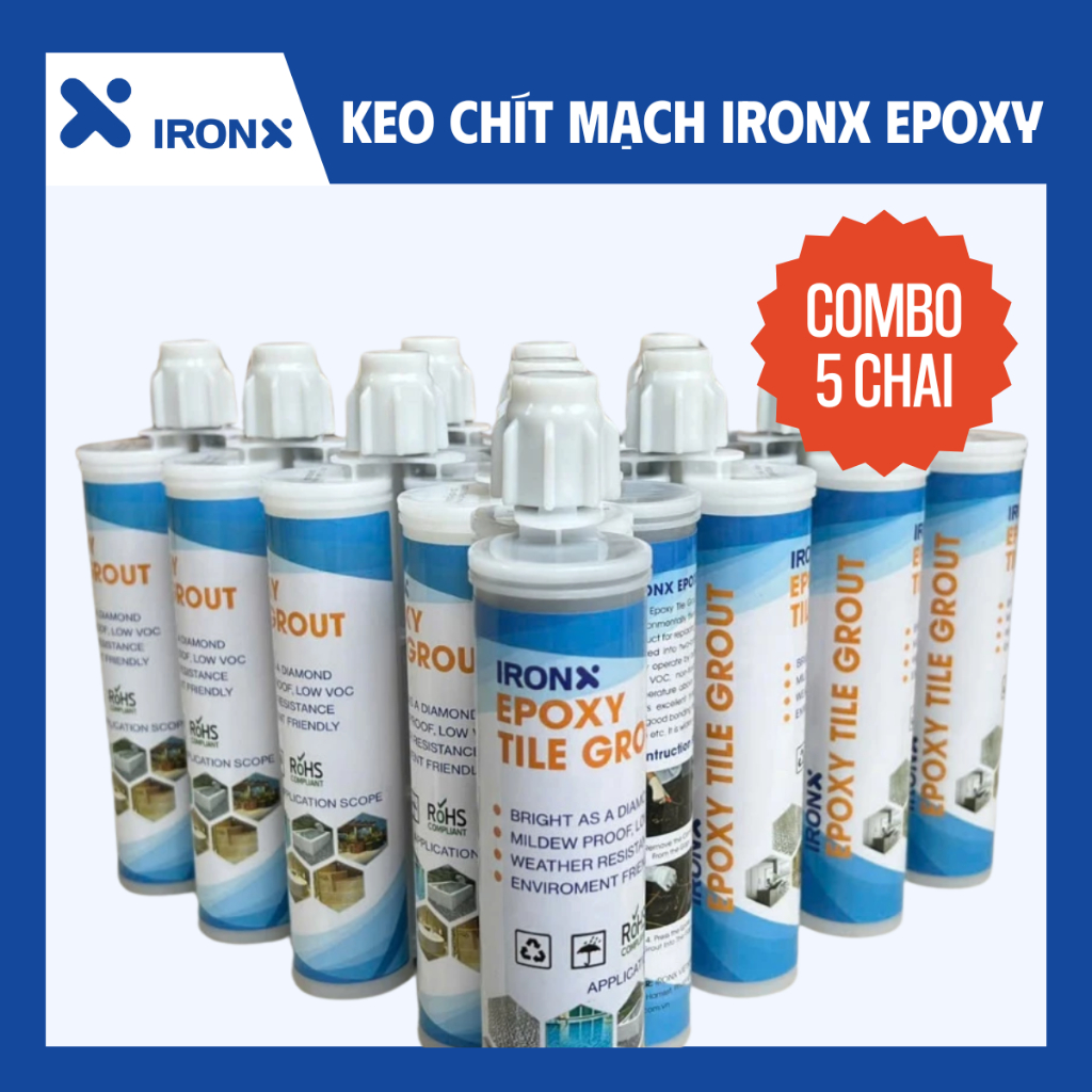 Combo 5 chai keo chít mạch Ironx Epoxy, keo chà ron 2 thành phần chống ...