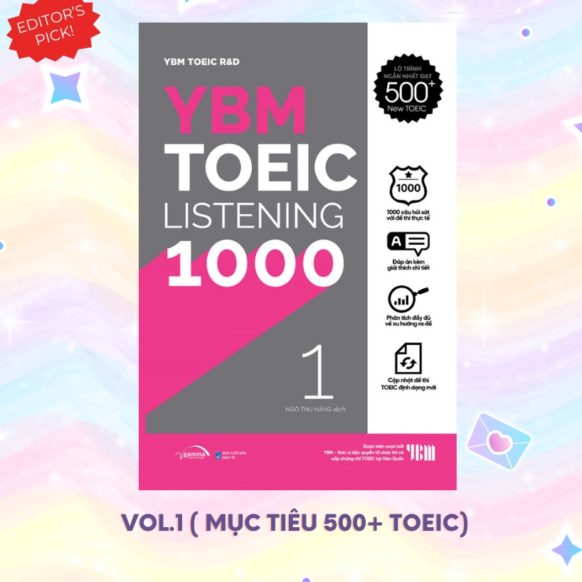 Sách YBM TOEIC Listening 1000 Vol 1: Chinh Phục Lộ Trình Toeic 500+ Đến 700+ | Shopee Việt Nam