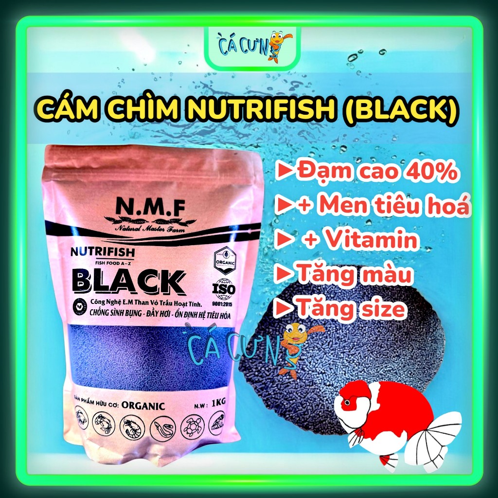 Cám NutriFish BLACK - Thức ăn cá vàng Men than vỏ trấu h.oạt tính ngừa sình bụng cho cá vàng ...