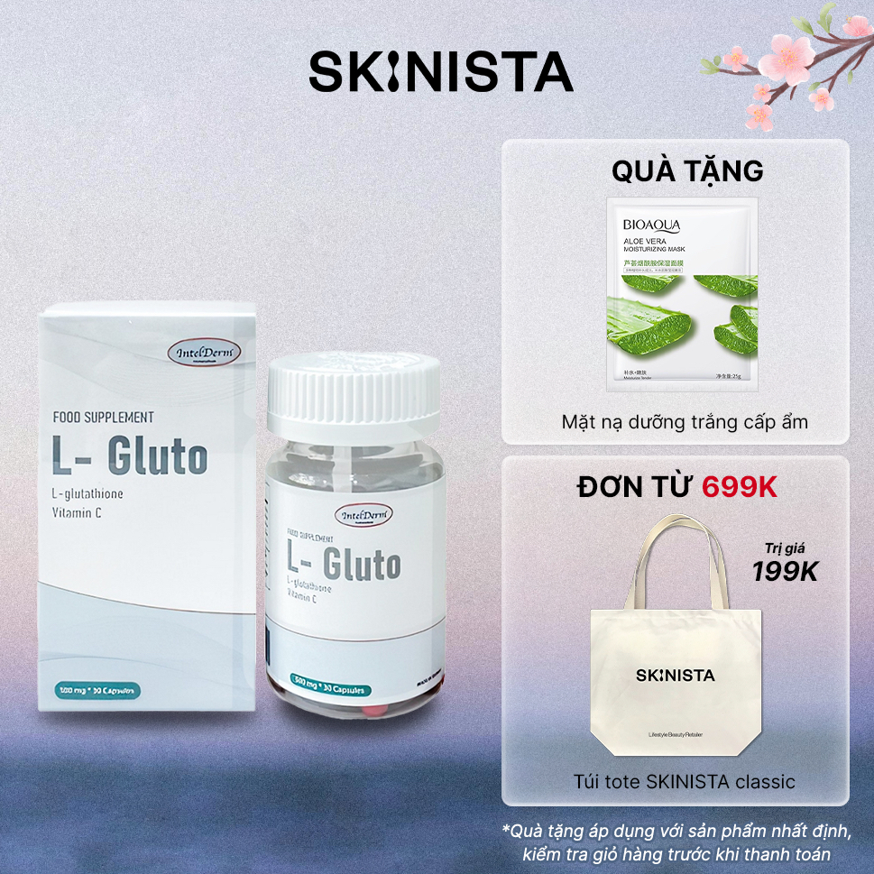 Viên uống Intelderm L - GLUTO (L-Glutathione + Vitamin C) dưỡng trắng ...