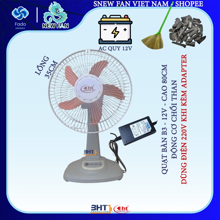 Quạt bàn b3 dùng bình 12v - ko kèm bình - 3HT SANG | Shopee Việt Nam