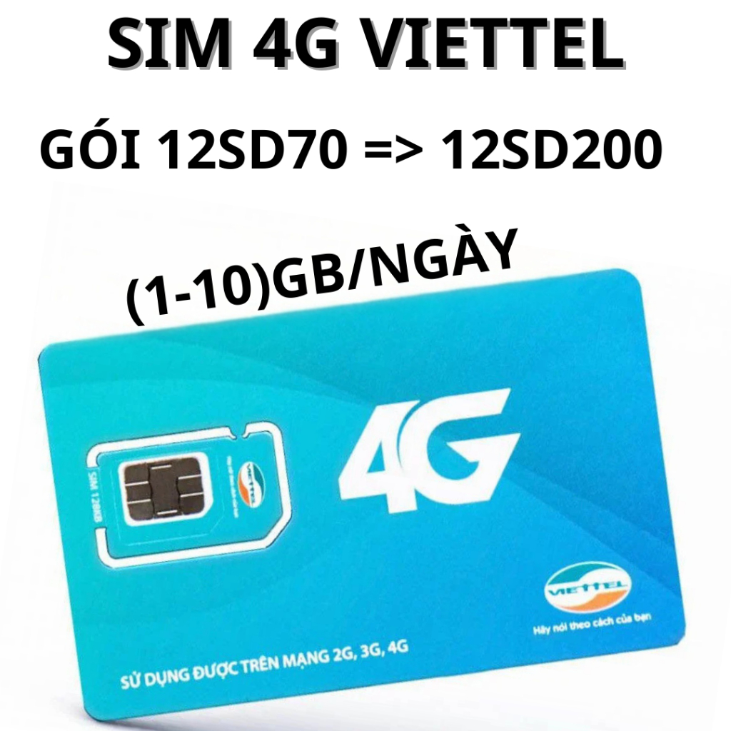 Sim 4G/5G Viettel Trọn Gói 12 Tháng 12SD70, 12SD90, 12SD120, 12SD125 ...