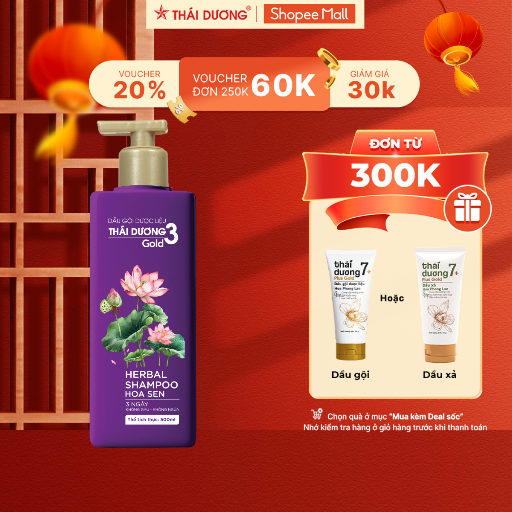 Dầu gội dược liệu Thái Dương 3 hương Hoa Sen chai 500ml - Sao Thái ...