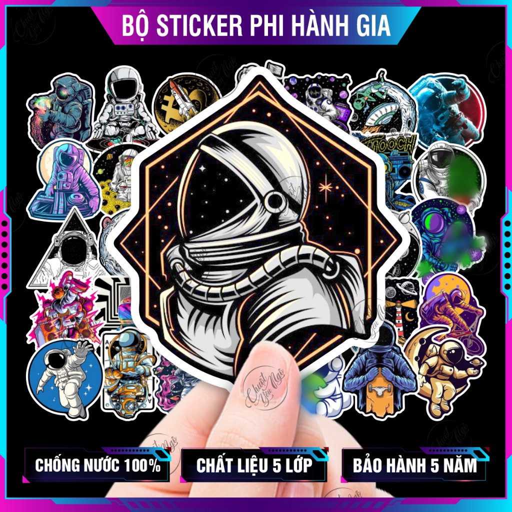 Bộ 100 sticker PHI HÀNH GIA vũ trụ người ngoài hành tinh galaxy space ...