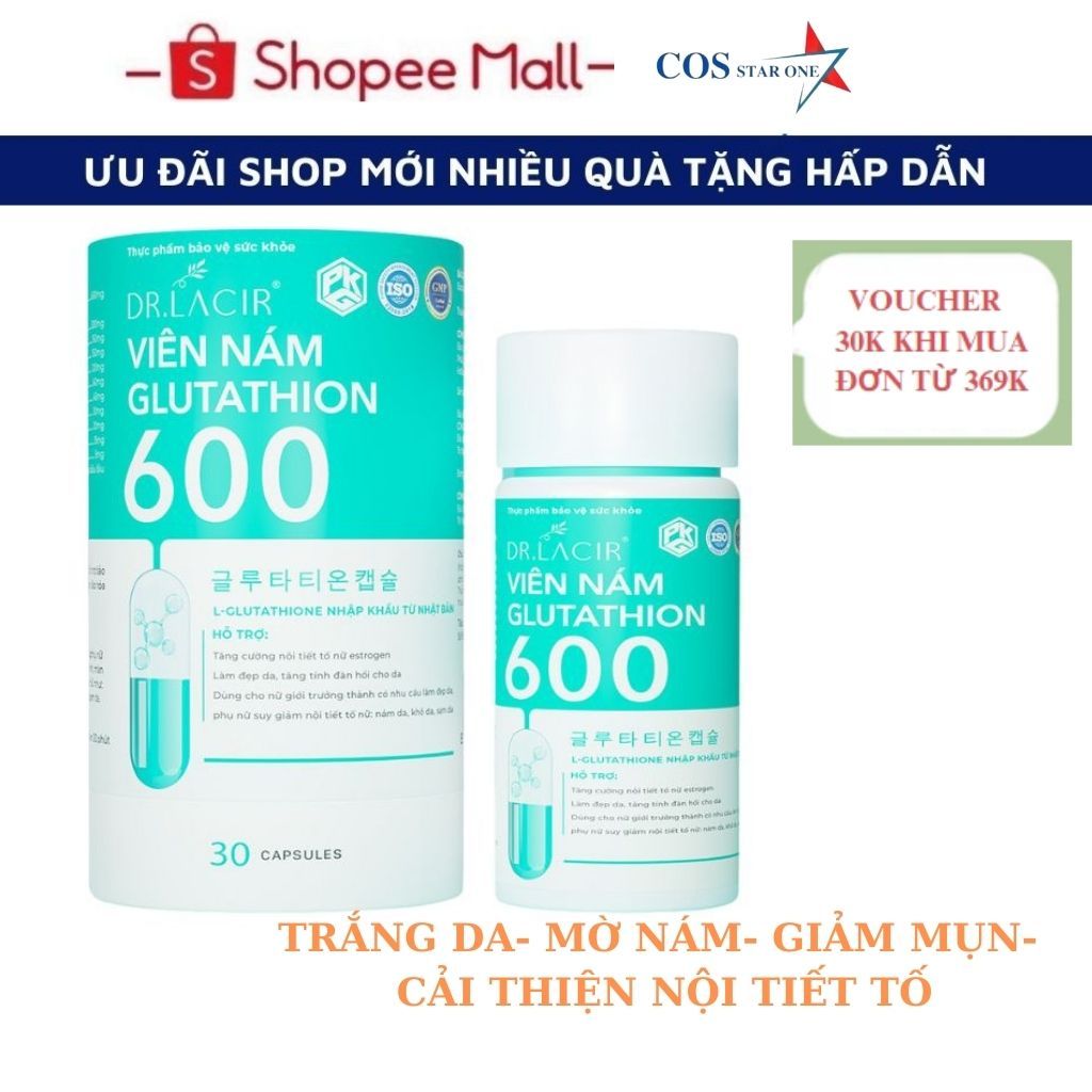Viên Uống Trắng Da Glutathione 600 Dr Lacir Chính Hãng Hạn Chế Lão Hoá Da, Nếp Nhăn, Tăng Nội ...