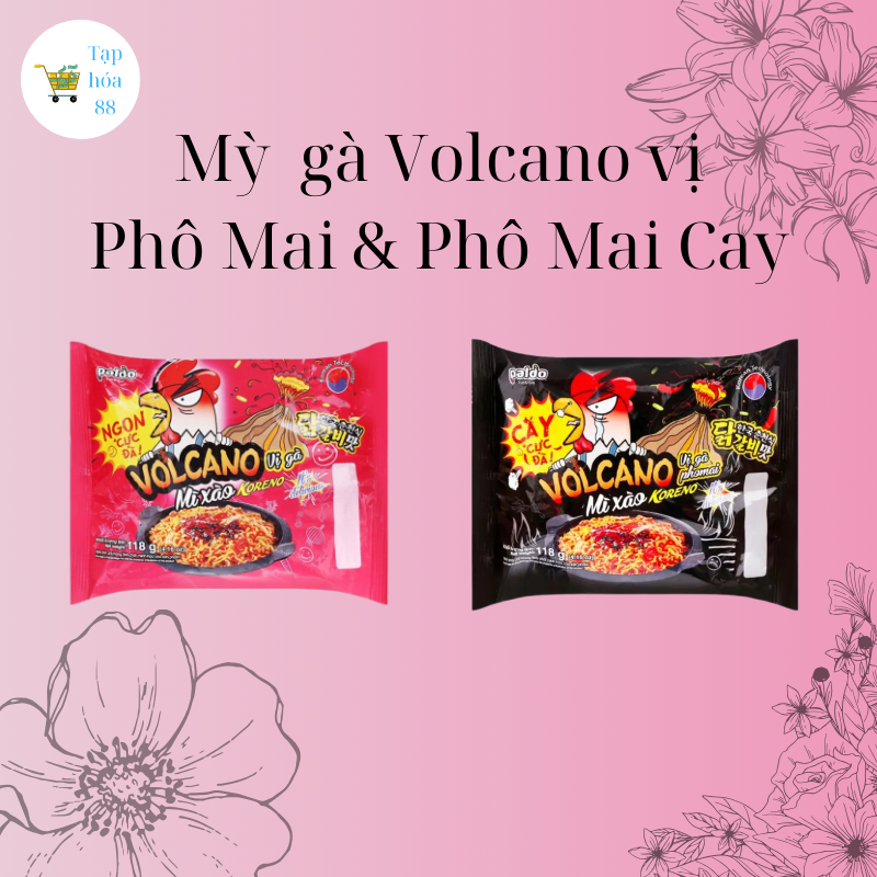 [ Chính Hãng ] Thùng 24 Gói Mì Xào Volcano Vị Gà, Vị Gà Phô Mai Cay ...