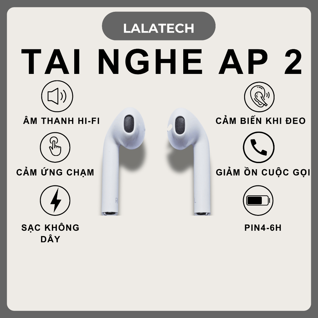 Tai nghe bluetooth không dây 5.3 AP2,AP3 ,sạc không dây, định vị, đổi ...