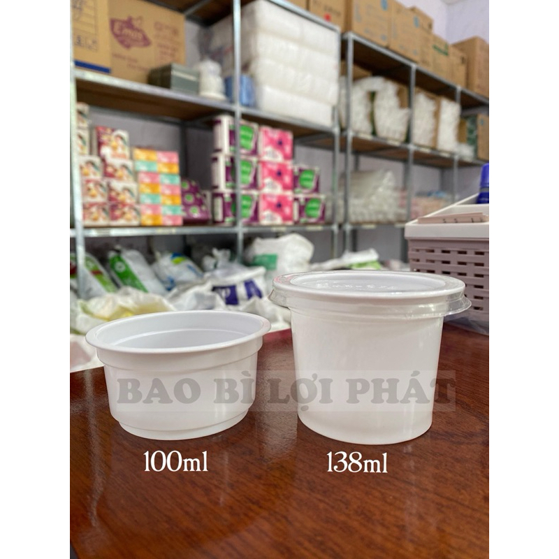 50 cốc/ ly kem 100ml/140ml kèm nắp, hủ nhựa đựng kem, hủ đựng sữa chua ...