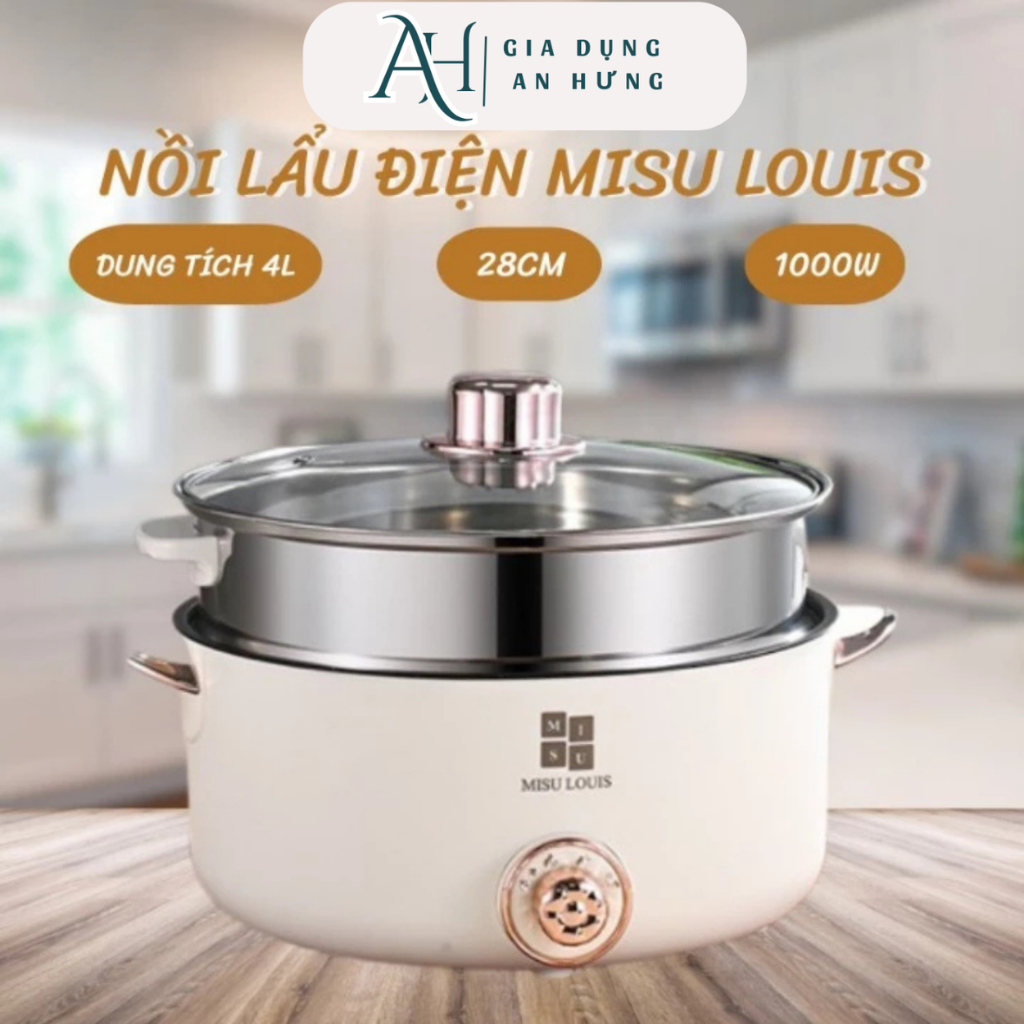 Nồi lẩu điện đa năng, bếp lẩu điện Misu louis dung tích 4L tặng kèm ...
