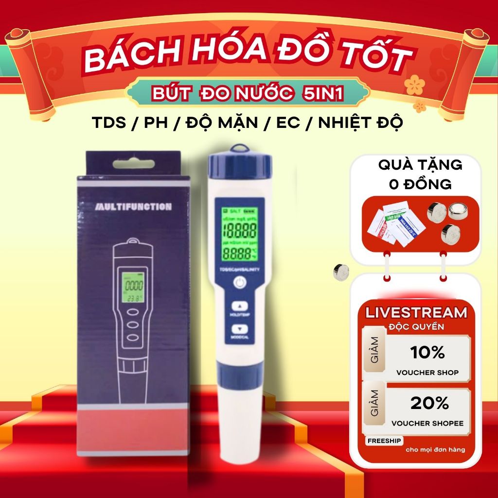 Máy đo chất lượng nước EZ-9909SP 5 trong 1 – Bút đo pH, TDS, EC, độ mặn ...
