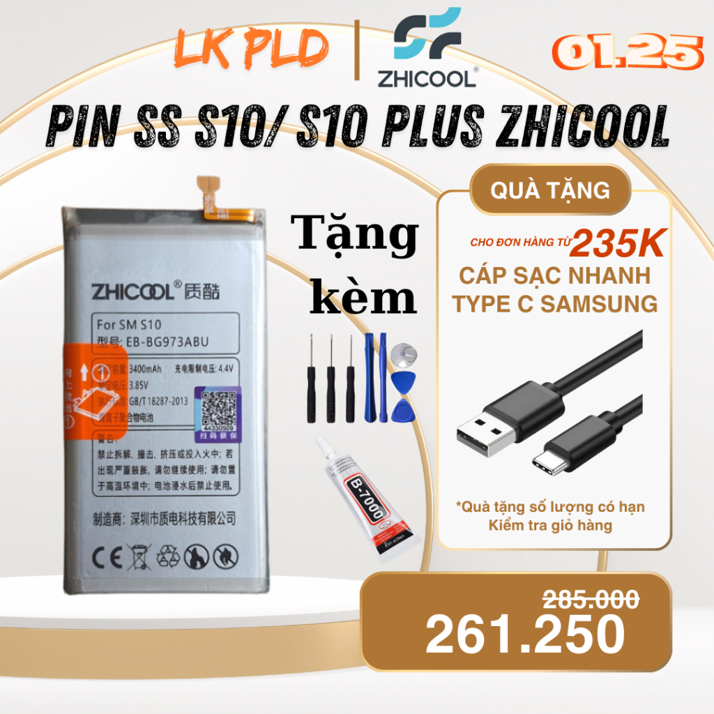 Pin Samsung Galaxy S10, S10 Plus và S10e hãng Zhicool, Dung lượng ...