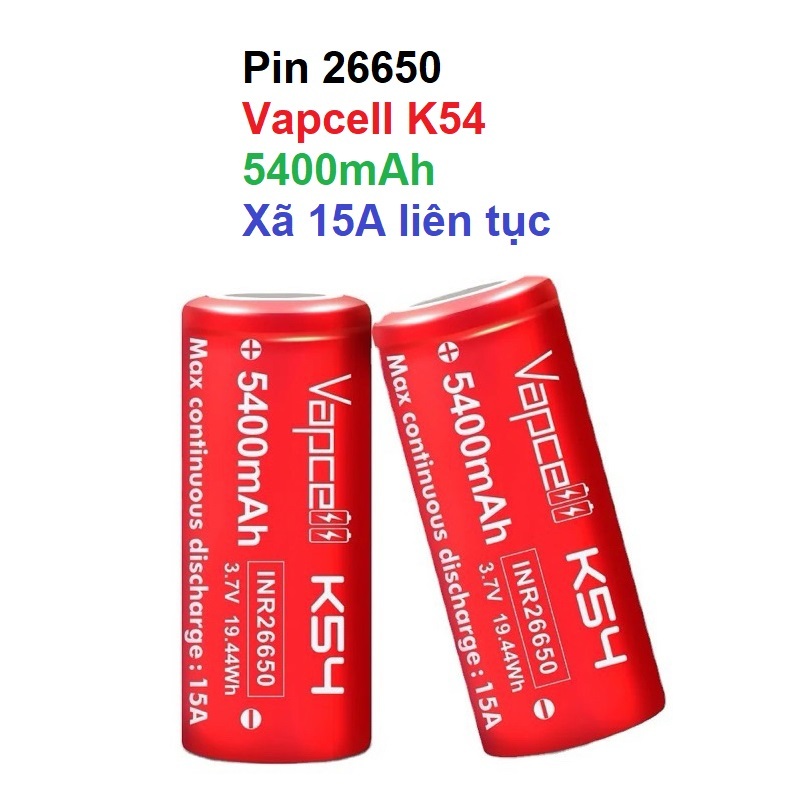 [P65] Pin sạc 26650 Vapcell K54 dung lượng 5400mah xã 15A Liên tục | Shopee Việt Nam