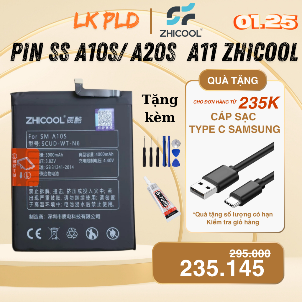 Pin Samsung A11/ A10s/ A20s hãng Zhicool Dung lượng 4000mAh, Bảo hành 3 ...