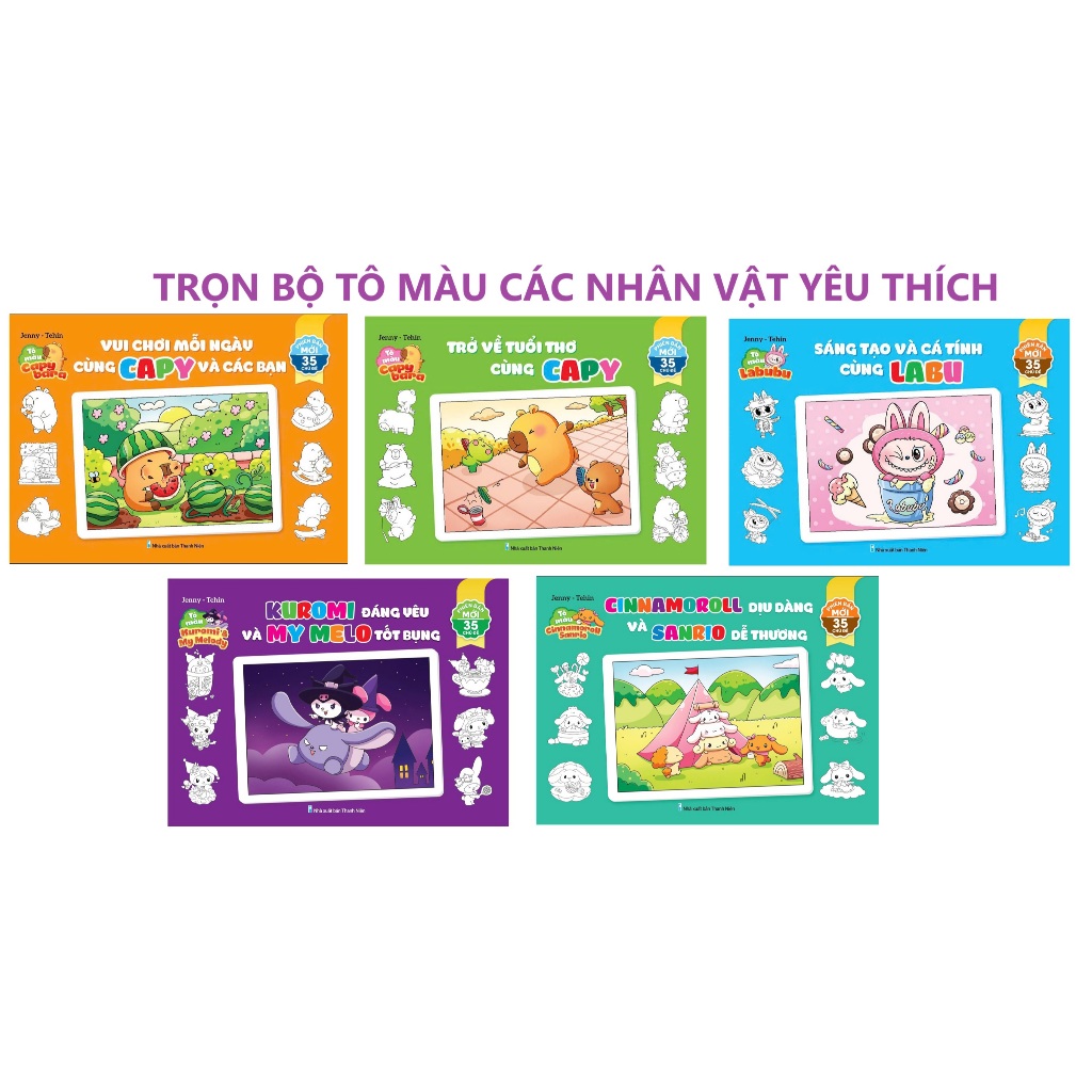 Sách - Combo 5 quyển Tô màu dành cho trẻ em và cả người lớn: Capybara ...