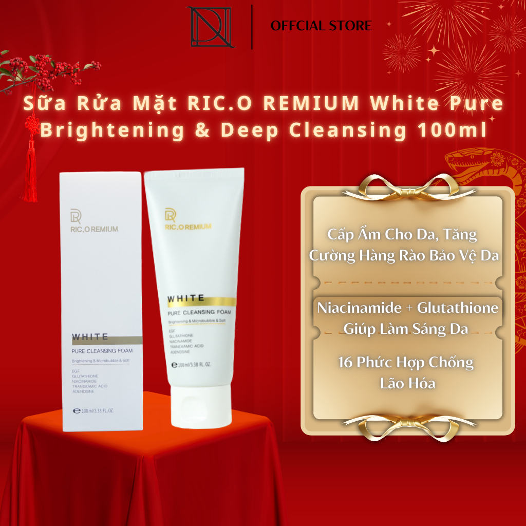 Sữa Rửa Mặt RIC.O REMIUM White Pure Brightening & Deep Cleansing 100ml | Shopee Việt Nam