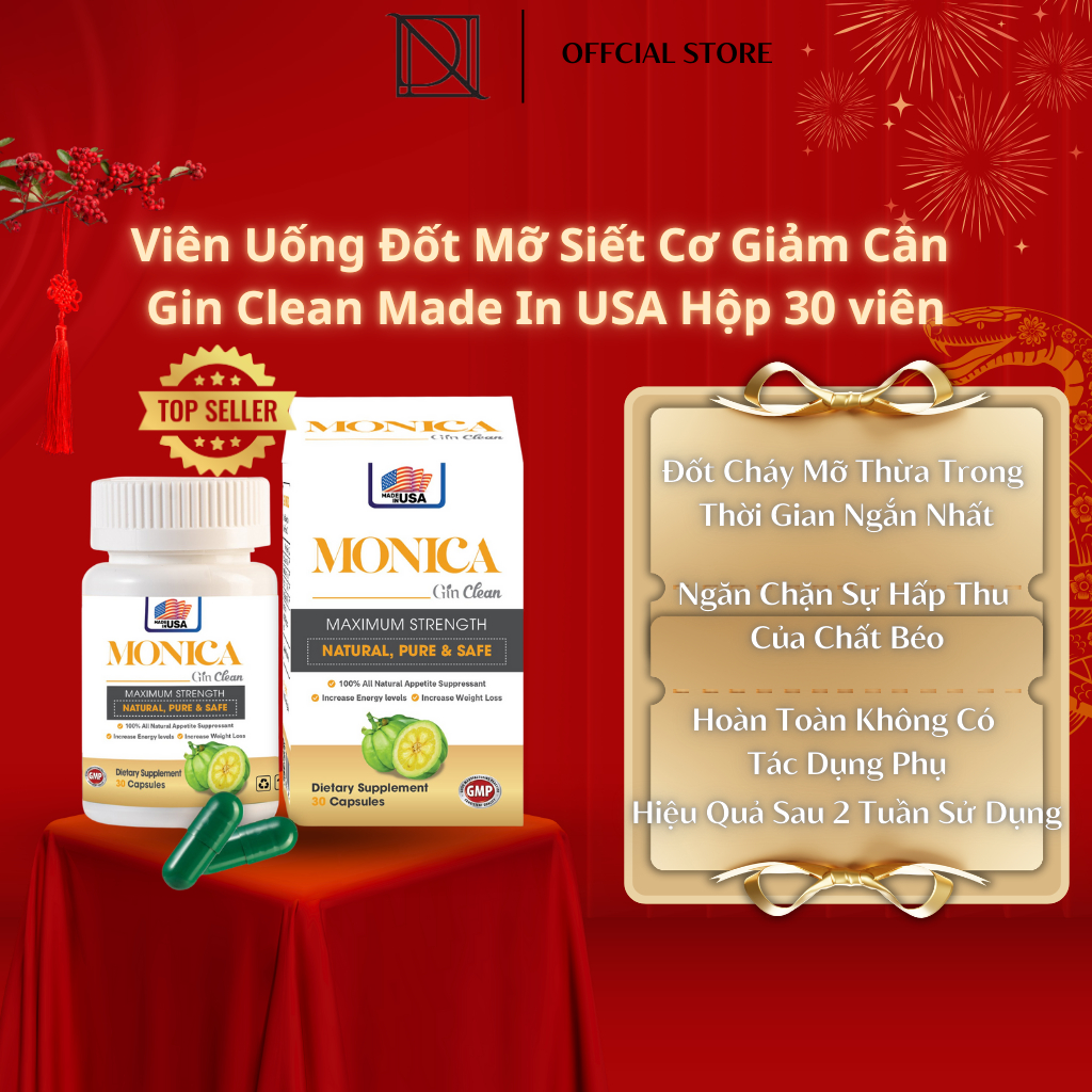 Viên Uống Giảm Cân Đốt Mỡ Siết Cơ Cấp Tốc Gin Clean Monica Made In USA Hộp 30 viên | Shopee Việt Nam