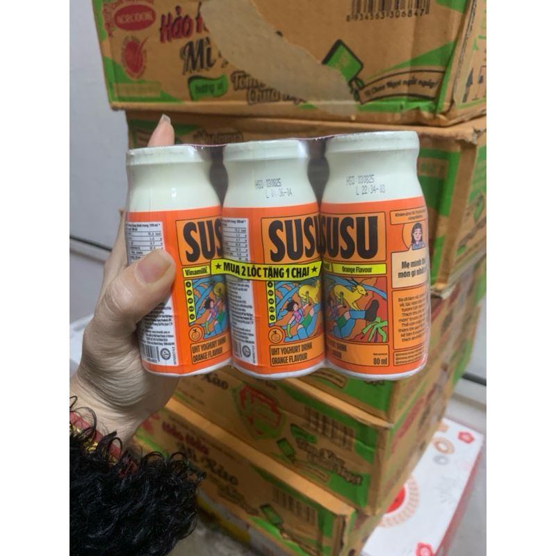 Lốc 6 chai sữa chua uống tiệt trùng hương cam SuSu 80ml | Shopee Việt Nam