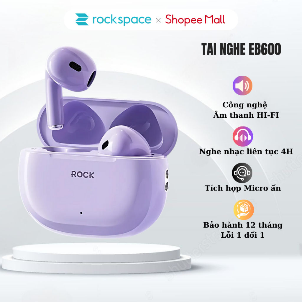 Tai nghe bluetooth không dây nhét tai Rockspace EB600 TWS có mic hàng ...