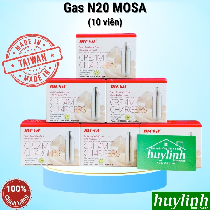 Gas Mosa dùng cho bình xịt kem tươi hộp 10 viên - gas v-whip - gas mosa ...