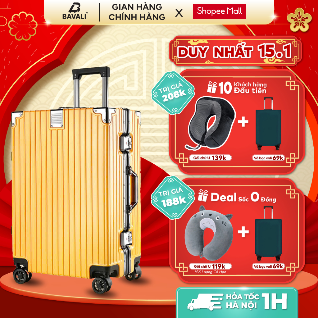 Vali Khung Nhôm Bavali BCT9034 Size 20/24/28 Cao Cấp Bịt 4 Góc Chống Va ...