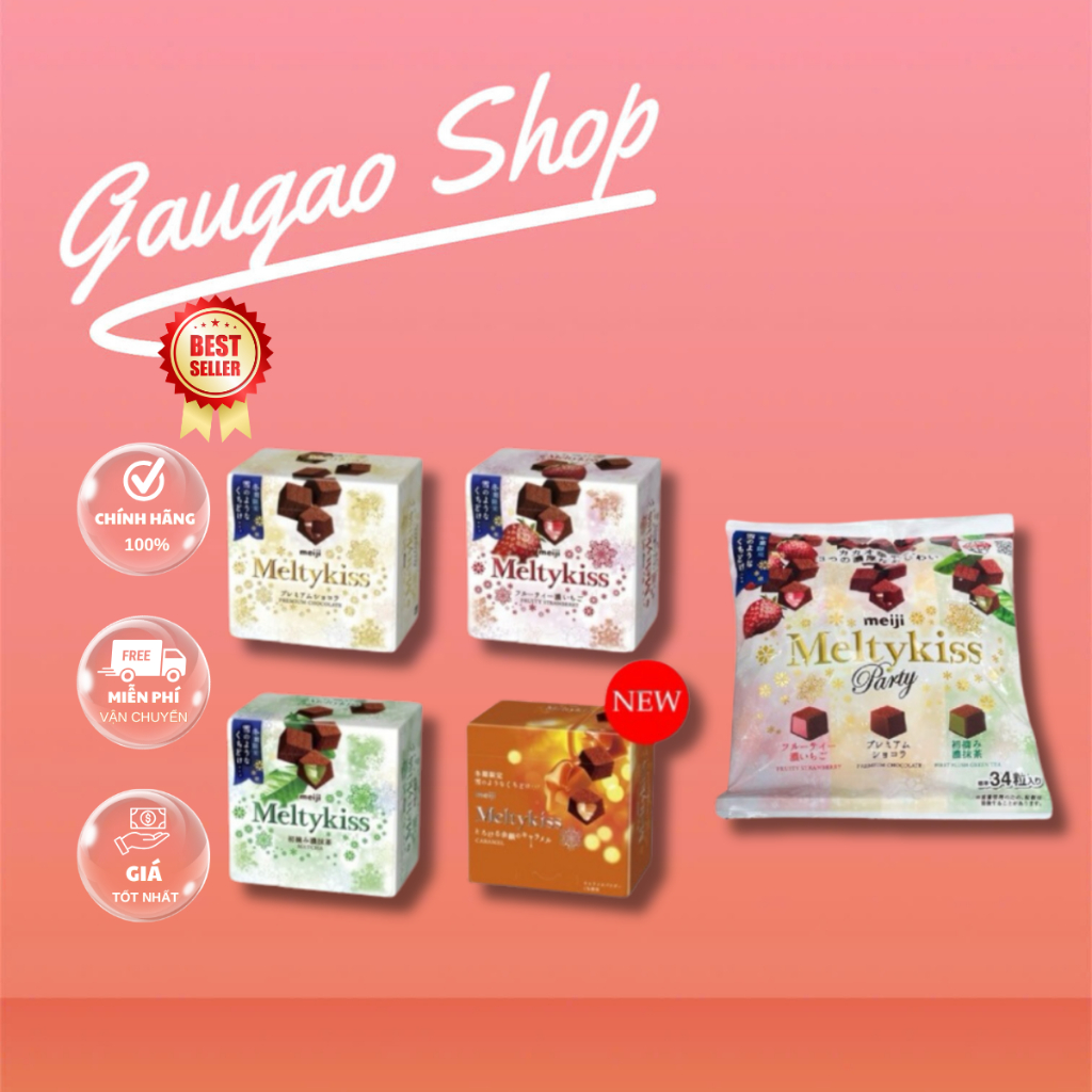 Socola tươi Meiji Meltykiss 56g Melty Kiss vị vani, trà xanh, dâu tây, caramen nội địa Nhật Bản ...