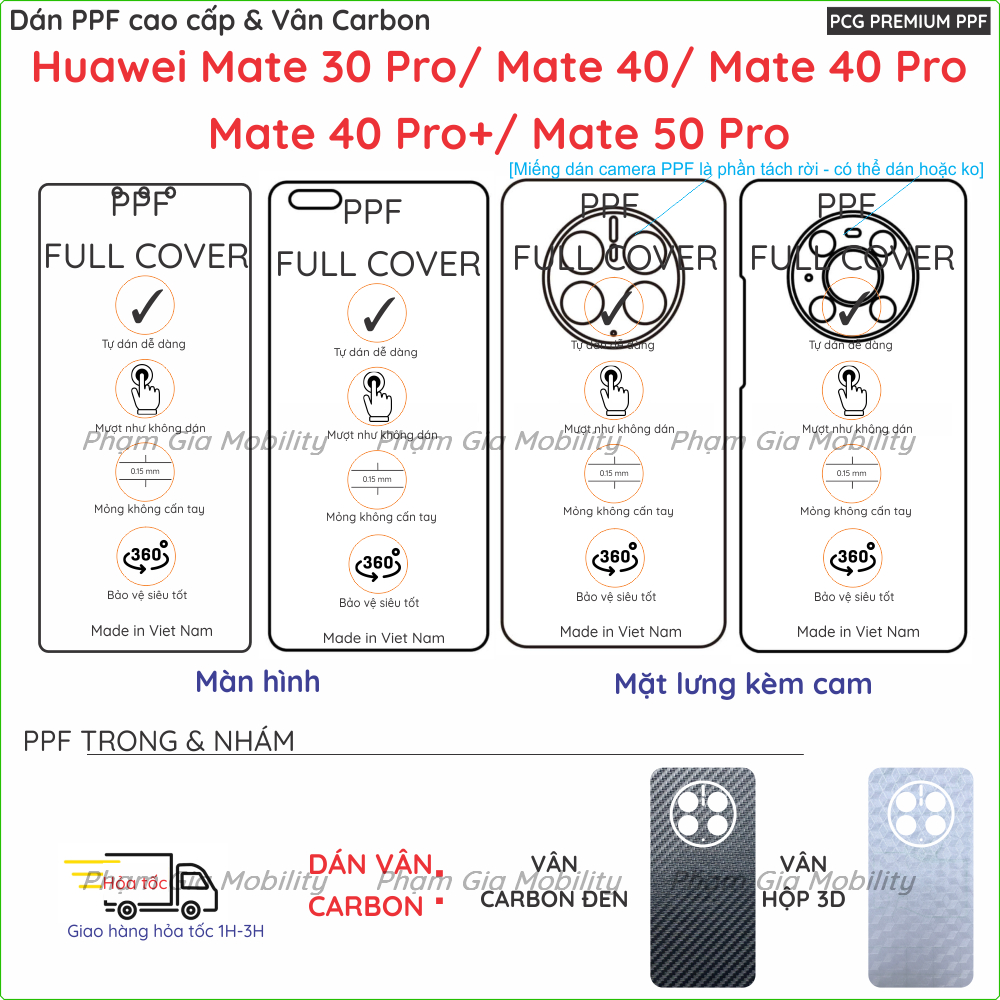 Dán PPF & Skin Carbon dành cho Huawei Mate 70 60 50 40 30 RS Ultimate ...