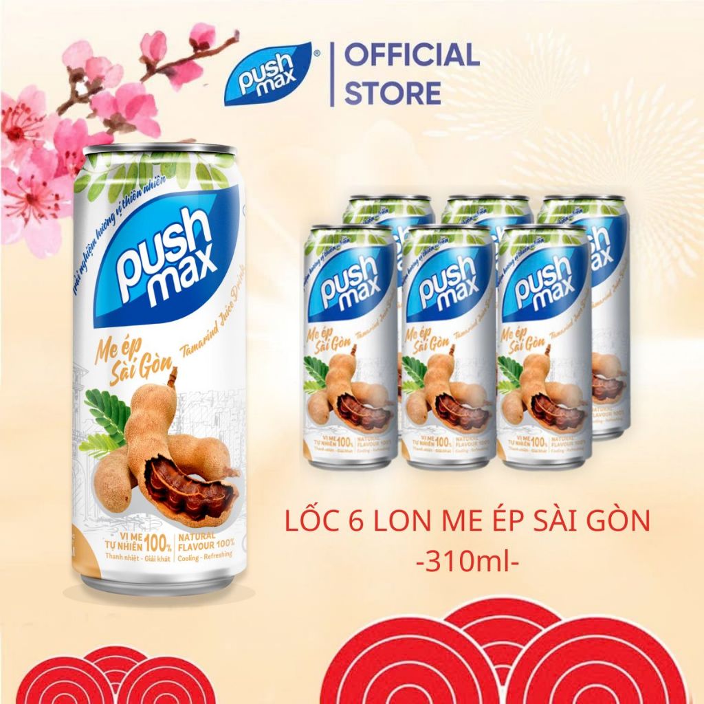 Lốc 6 Lon Nước Trái Cây Me Ép Sài Gòn Pushmax (310ml x 6 Lon) | Shopee Việt Nam