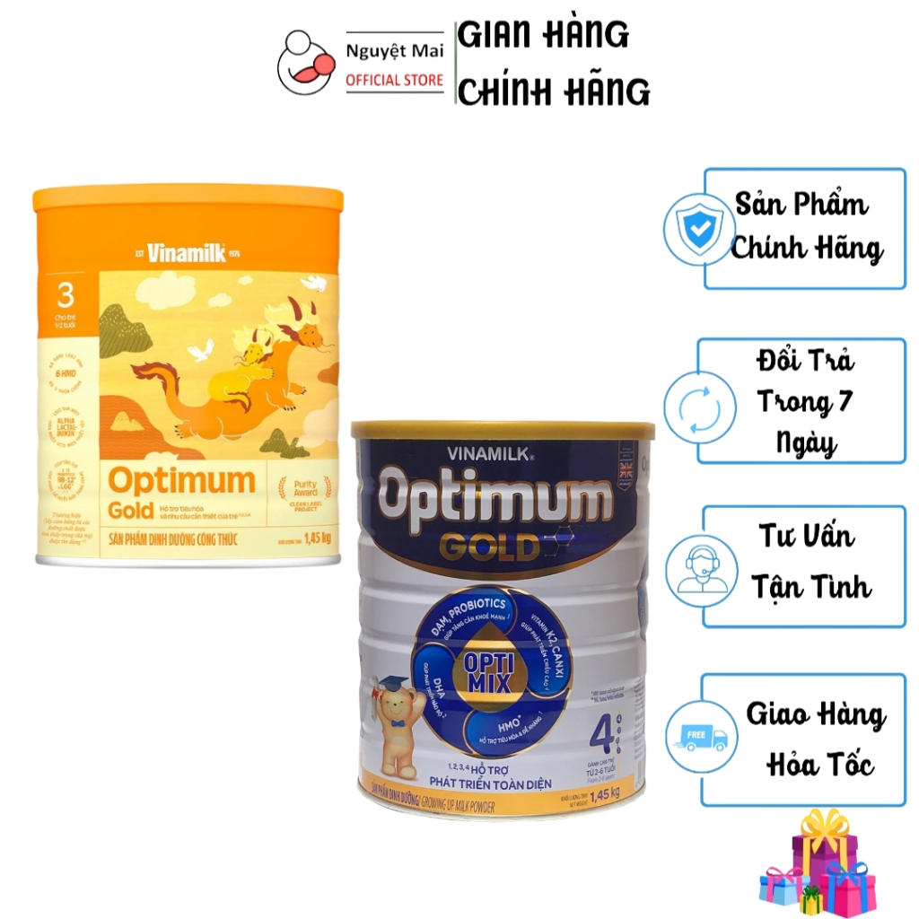 SỮA BỘT VINAMILK OPTIMUM GOLD OPTIMIX SỐ 3/4 HỘP 1,45kg | Shopee Việt Nam