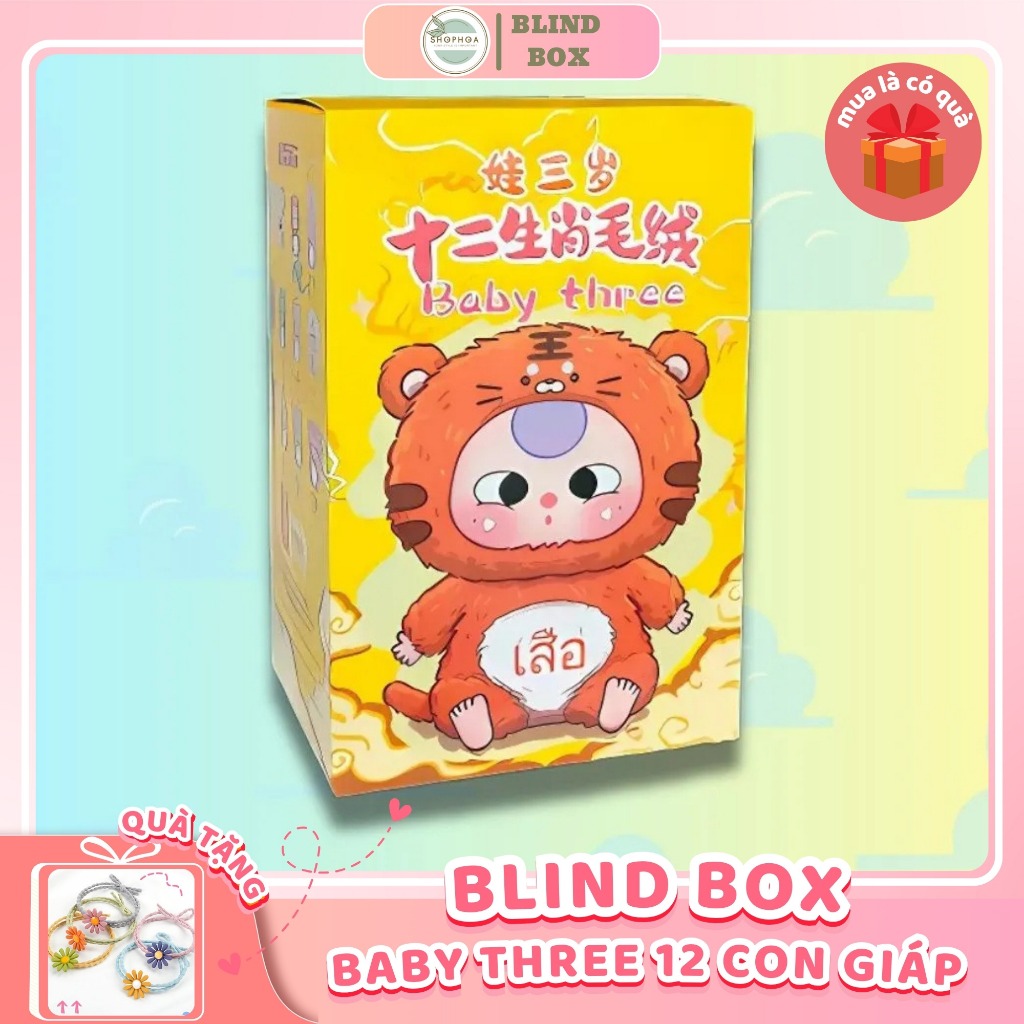 Baby three v3 blind box 12 con giáp, tây du ký, thỏ thị trấn, mèo thần ...