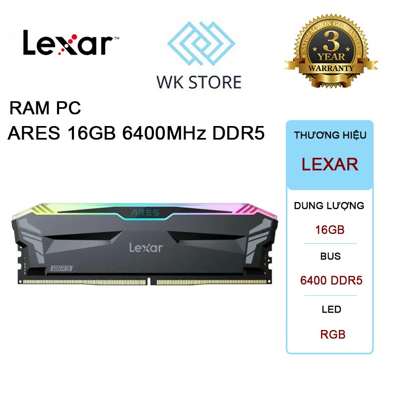 RAM Lexar ARES RGB 16GB 6400MHz DDR5 | Bảo hành 36 Tháng | Shopee Việt Nam