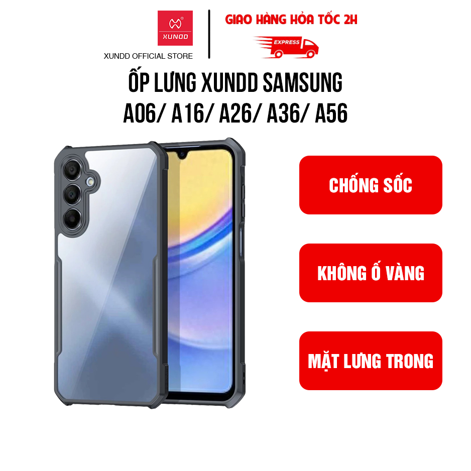 Ốp lưng XUNDD Samsung A06/ A16/ A26/ A36/ A56 - Viền TPU, Chống sốc, Mặt lưng trong | Shopee ...