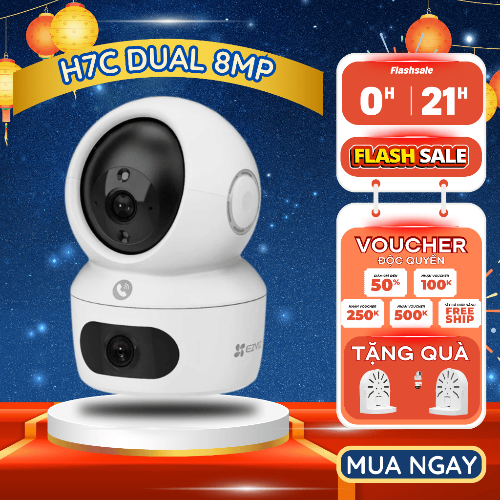 Camera EZVIZ Wifi Trong Nhà H7C 8MP Ống Kính Kép 2K+ Thoại 2 Chiều Màu ...