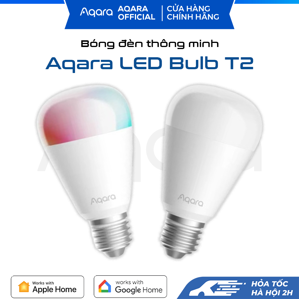Bóng đèn thông minh Aqara Bulb T2 bản quốc tế, đui E27, 16 tiệu màu RGB, Zigbee, BLE, Thread, hỗ ...