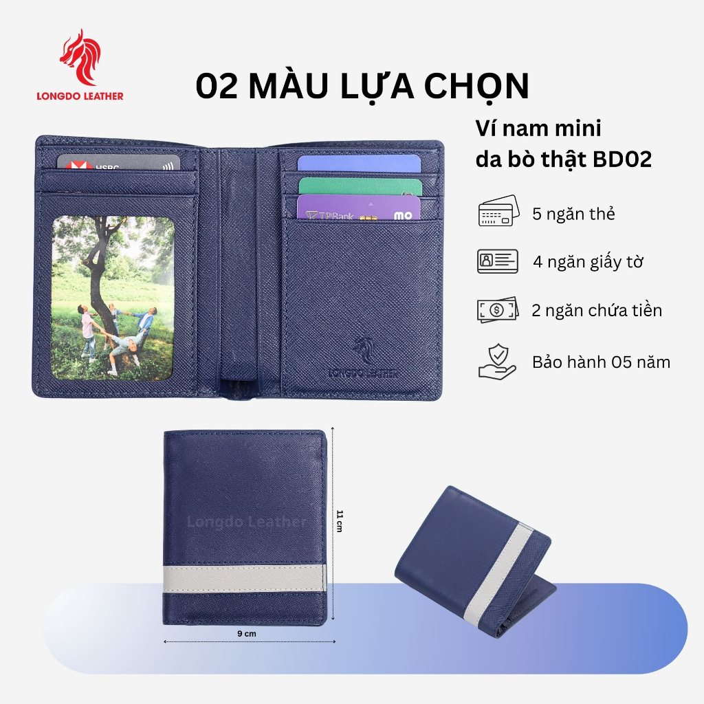 Ví da đứng cho nam thương hiệu Longdo Leather BD02 | Shopee Việt Nam