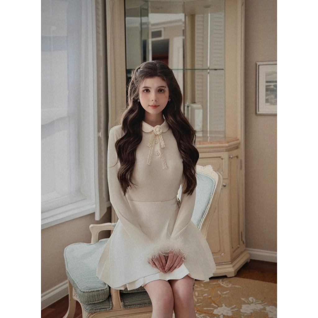 Ara - Áo giữ nhiệt tay đính lông cổ sen Mimi Top Al118 (không kèm hoa ...