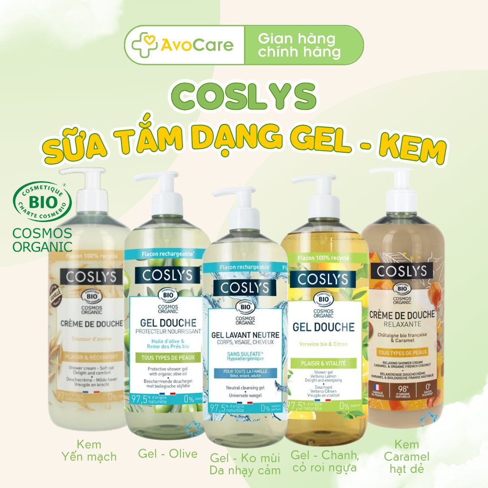 Sữa tắm hữu cơ Coslys dạng gel/kem chăm sóc dịu nhẹ cho da nhạy cảm (500ml/1L) | Shopee Việt Nam
