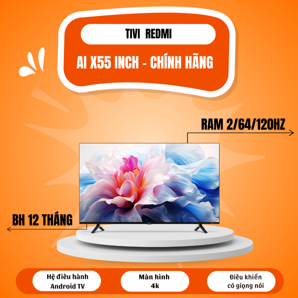 Tivi Xiaomi Redmi AI Smart X55 55 inch – Bản 2024, Tần số 120Hz, Bộ nhớ ...